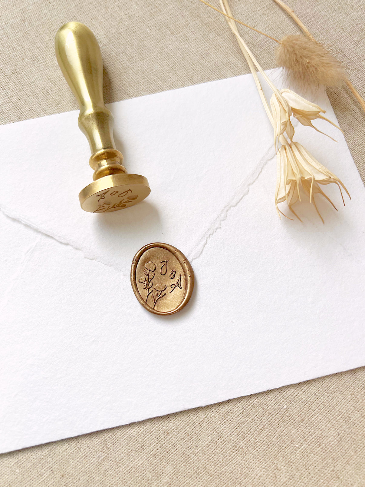 Oval Floral Personalised Monogram Wax Stamp | northernprintingco