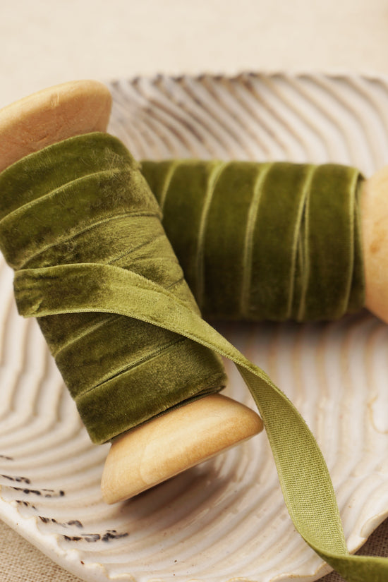 Olive Velvet Satin Ribbon | northernprintingco