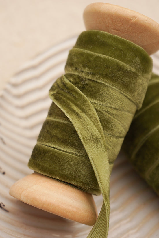 Olive Velvet Satin Ribbon | northernprintingco